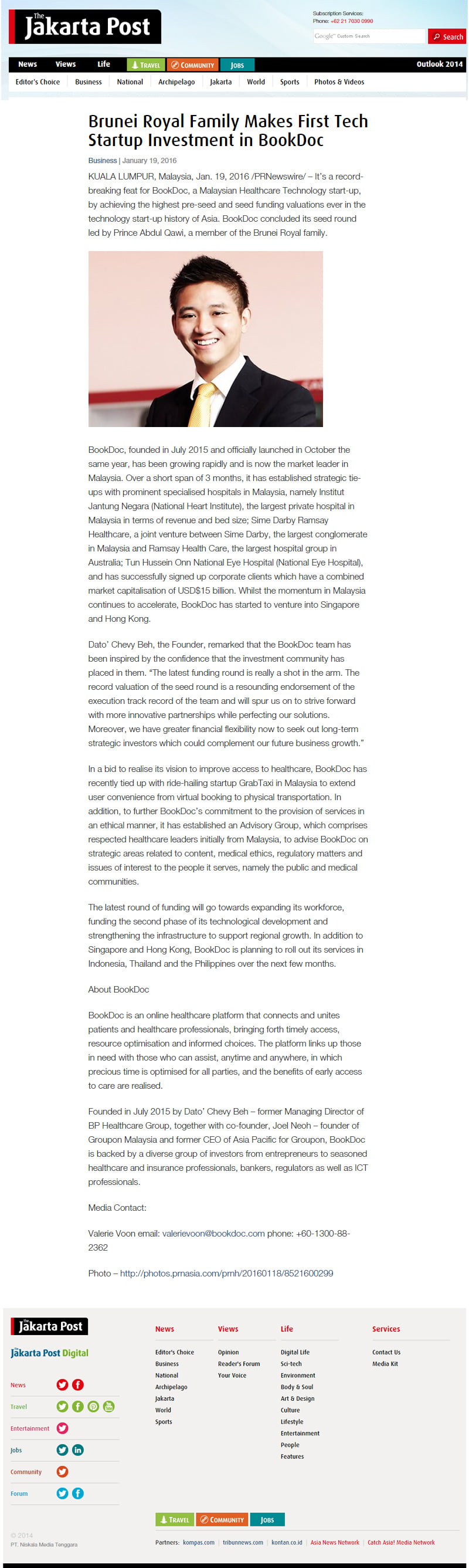 BookDoc featured on Jakarta Post - BookDoc