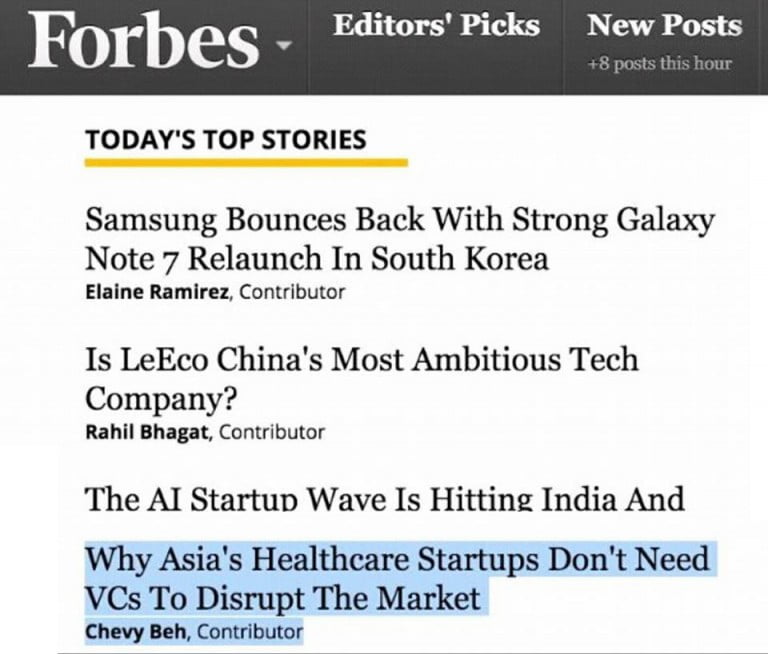 Founder of BookDoc's article featured on Today's Top Stories on Forbes - BookDoc