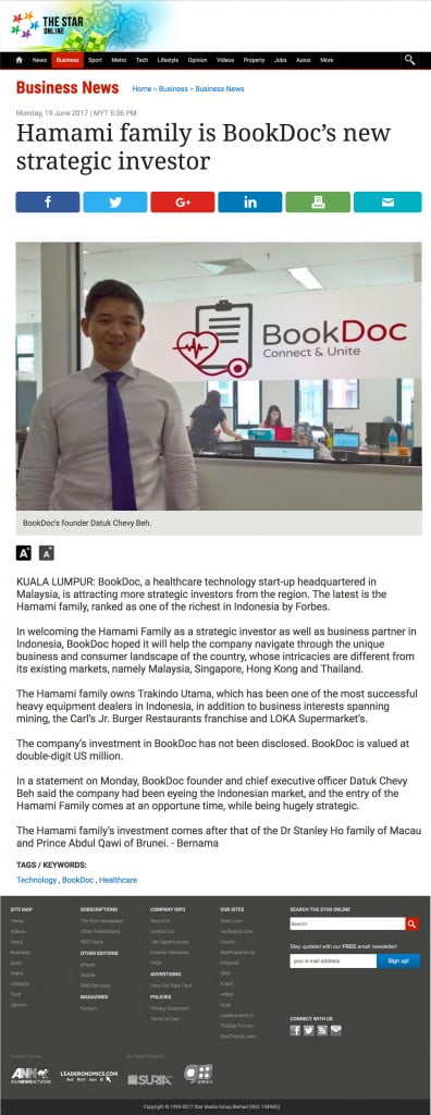 Hamami family is BookDoc’s new strategic investor featured on The Star ...