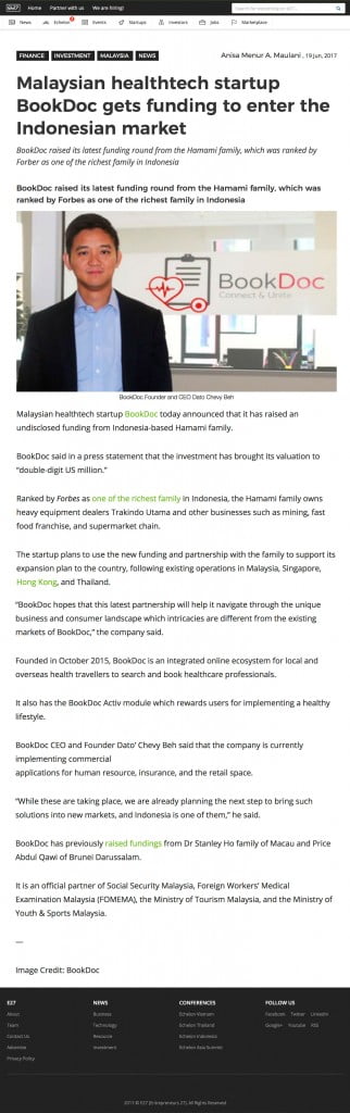 Hamami family is BookDoc’s new strategic investor featured on e27 - BookDoc