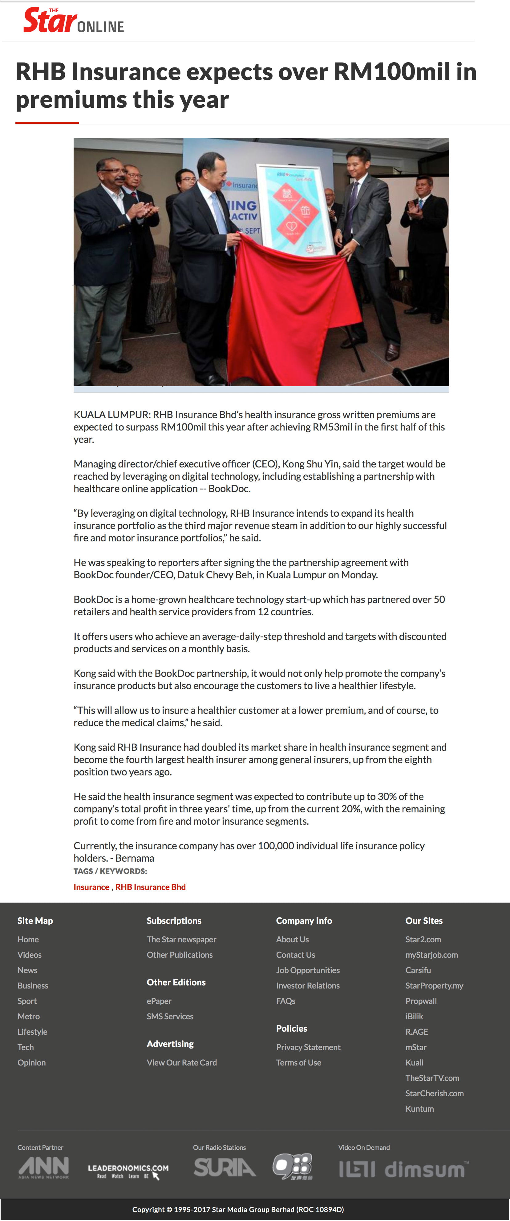 BookDoc partners with RHB Insurance - BookDoc